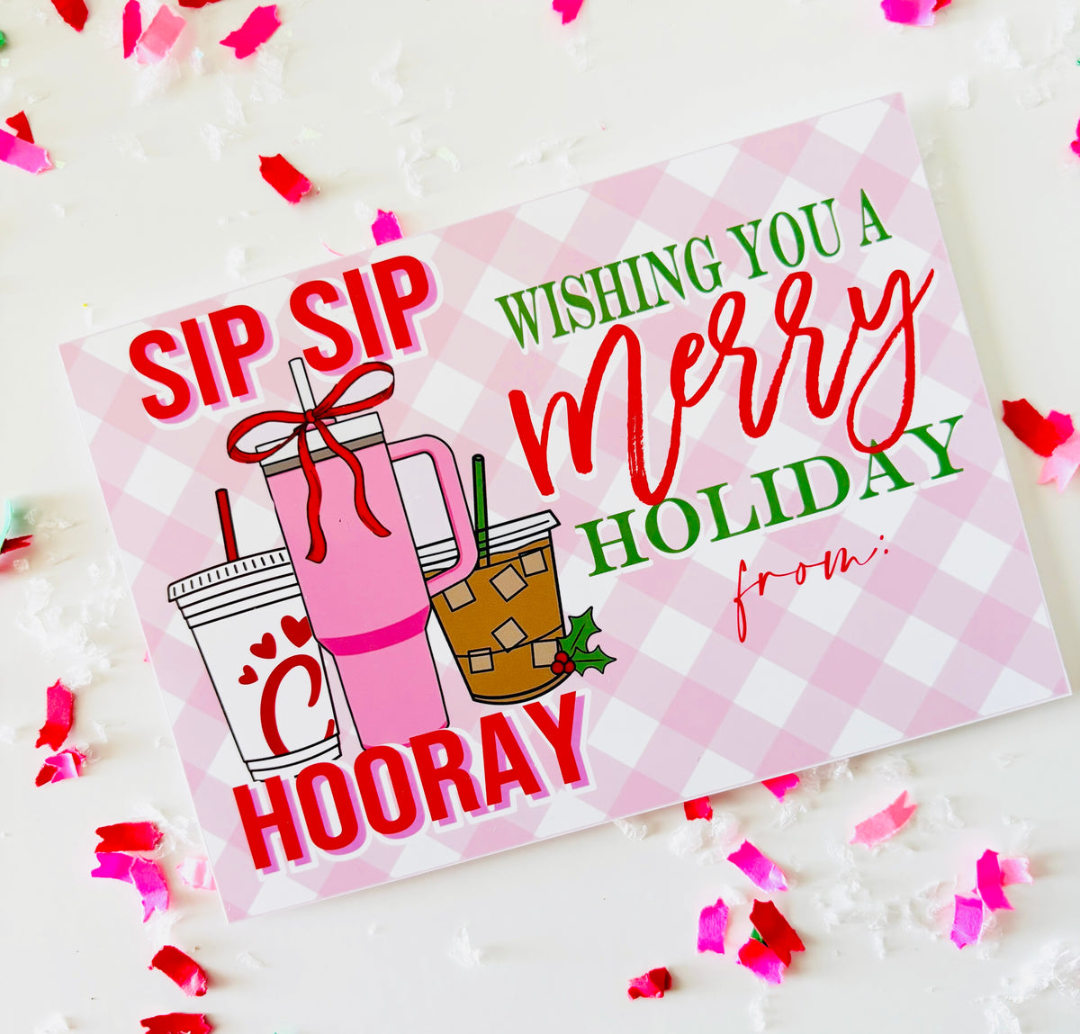 Christmas/Holiday Edition "Sip Sip Hooray" Gift Card & Printable Gift ...