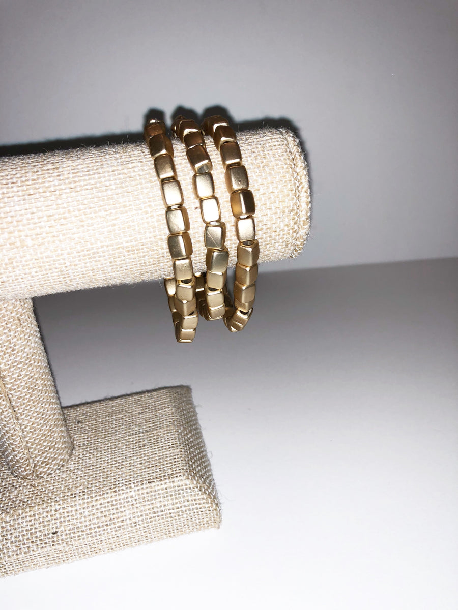 Matte Brushed Gold link bracelet (2 bracelets) – The Polka Dot Poodle